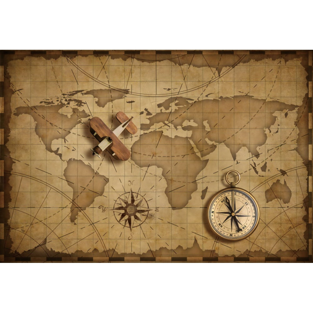 Pirate Treasure World Map Photography Backdrop Baby Birthday Party ...