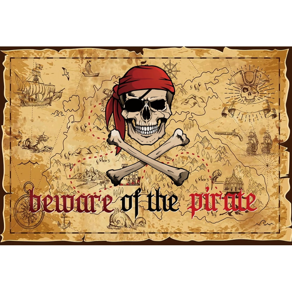 Pirate Treasure World Map Photography Backdrop Baby Birthday Party ...