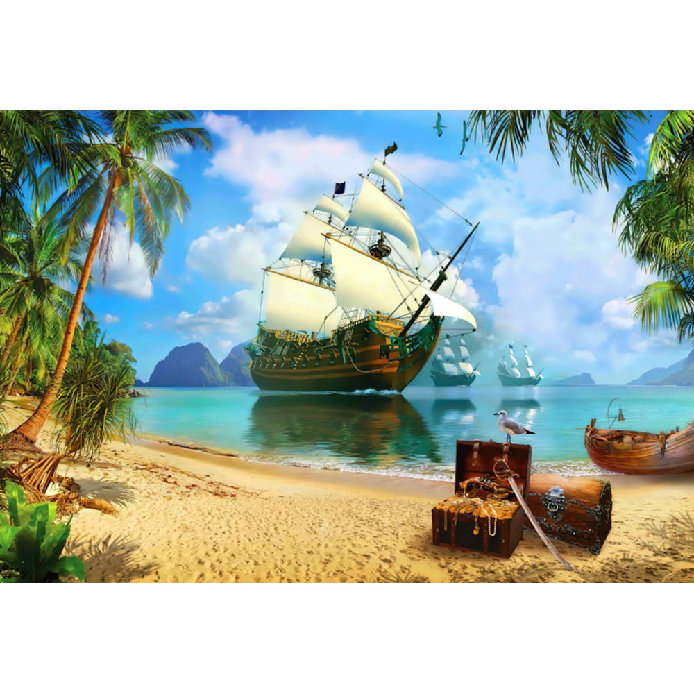 Pirate Treasure World Map Photography Backdrop Baby Birthday Party ...