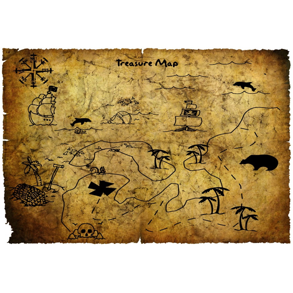 Pirate Treasure World Map Photography Backdrop Baby Birthday Party ...