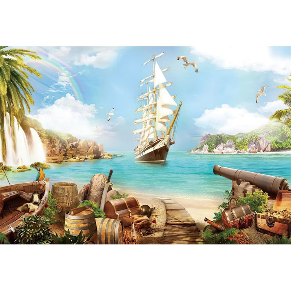 Pirate Treasure World Map Photography Backdrop Baby Birthday Party ...