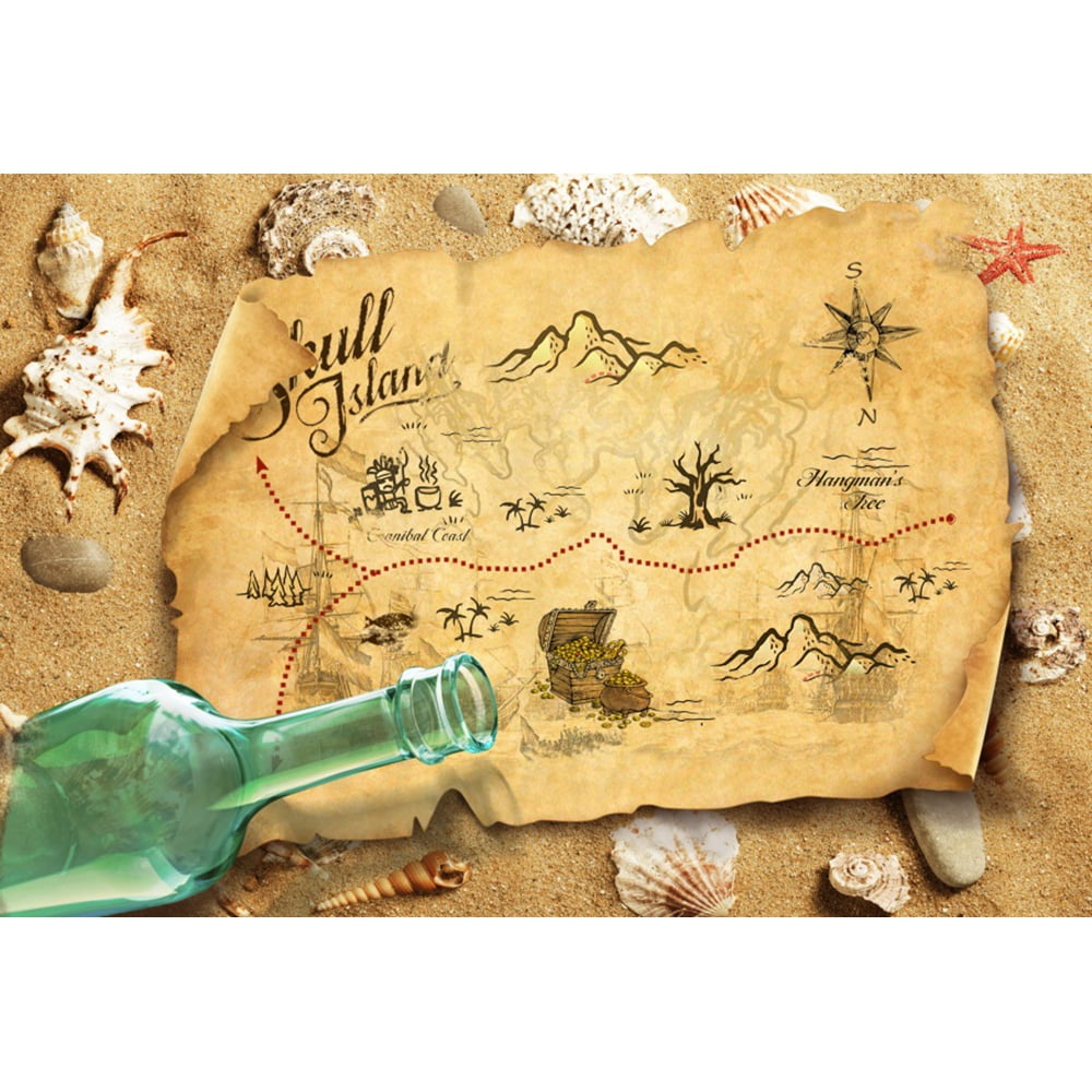 Pirate Treasure World Map Photography Backdrop Baby Birthday Party ...
