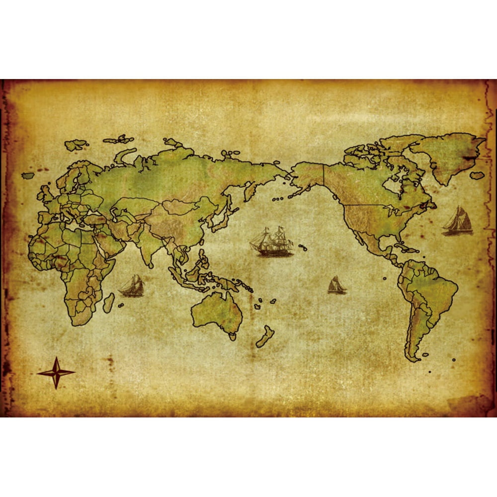 Pirate Treasure World Map Photography Backdrop Baby Birthday Party ...