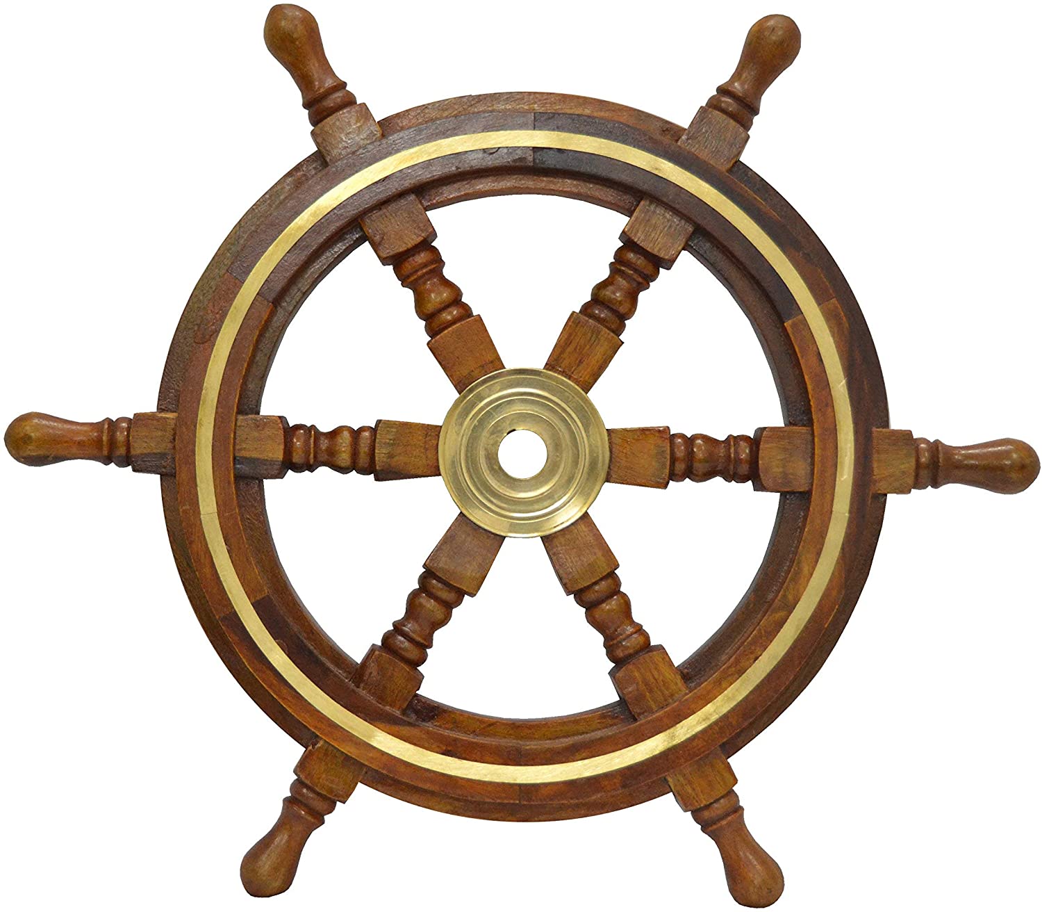 DecMode Blue Wood Ship Wheel Sail Boat Wall Decor with Distressing ...