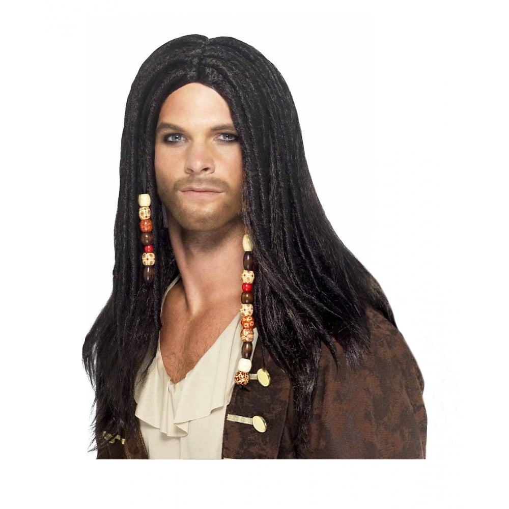 Pirate Wig Adult Black One Size Male Fancy Dress Party Book Week ...