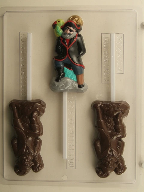 Pirate With Peacock Lollipop Chocolate Candy Mold Molds Diy Birthday ...