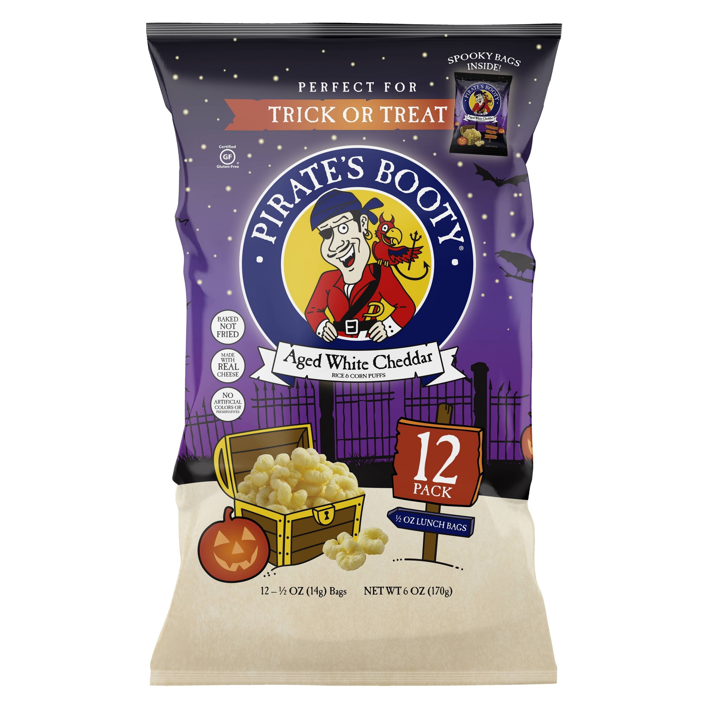 Pirate's Booty Aged White Cheddar Cheese Puffs, Halloween Trick-or ...