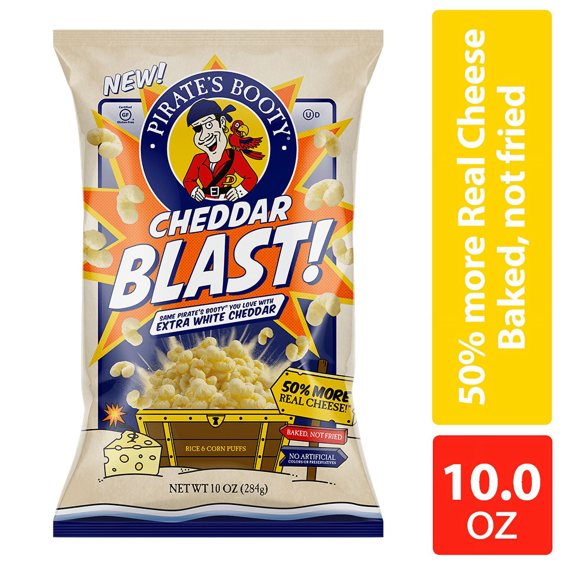 Pirate's Booty Cheddar Blast Puffs, Extra Cheesy Aged White Cheddar, 10 ...