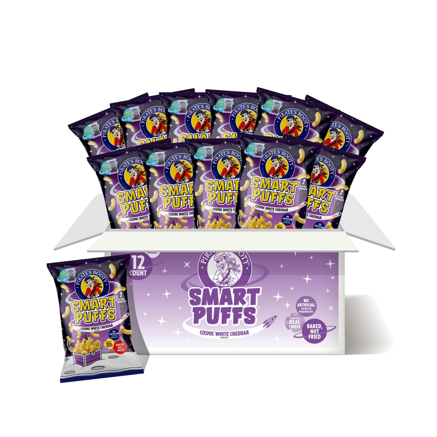 Pirate's Brand Smart Puffs, Wisconsin Cheddar, 12ct, 4.5oz Grocery Size ...