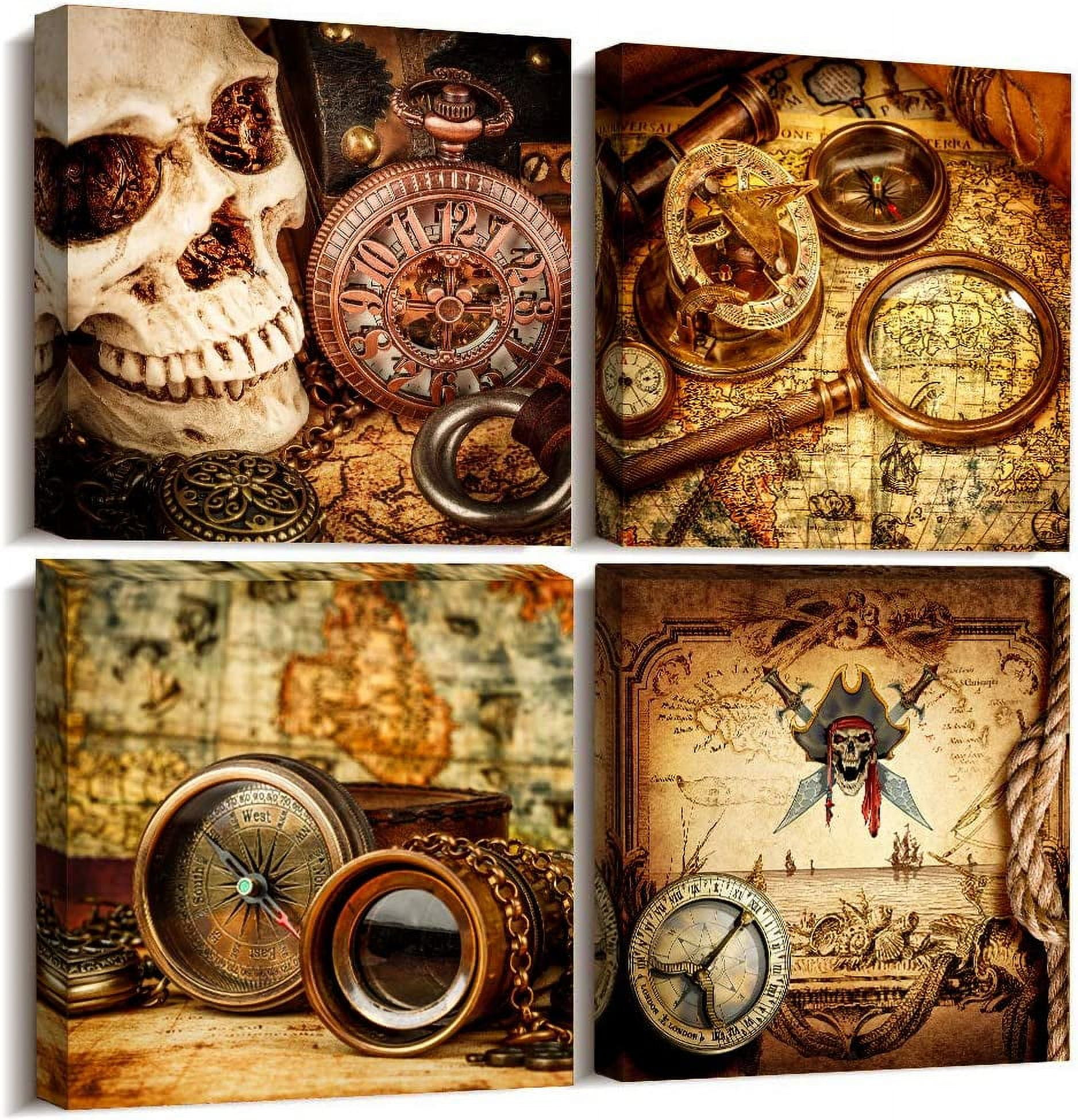 Pirate ship compass Restoring ancient ways Wall Art for living room ...