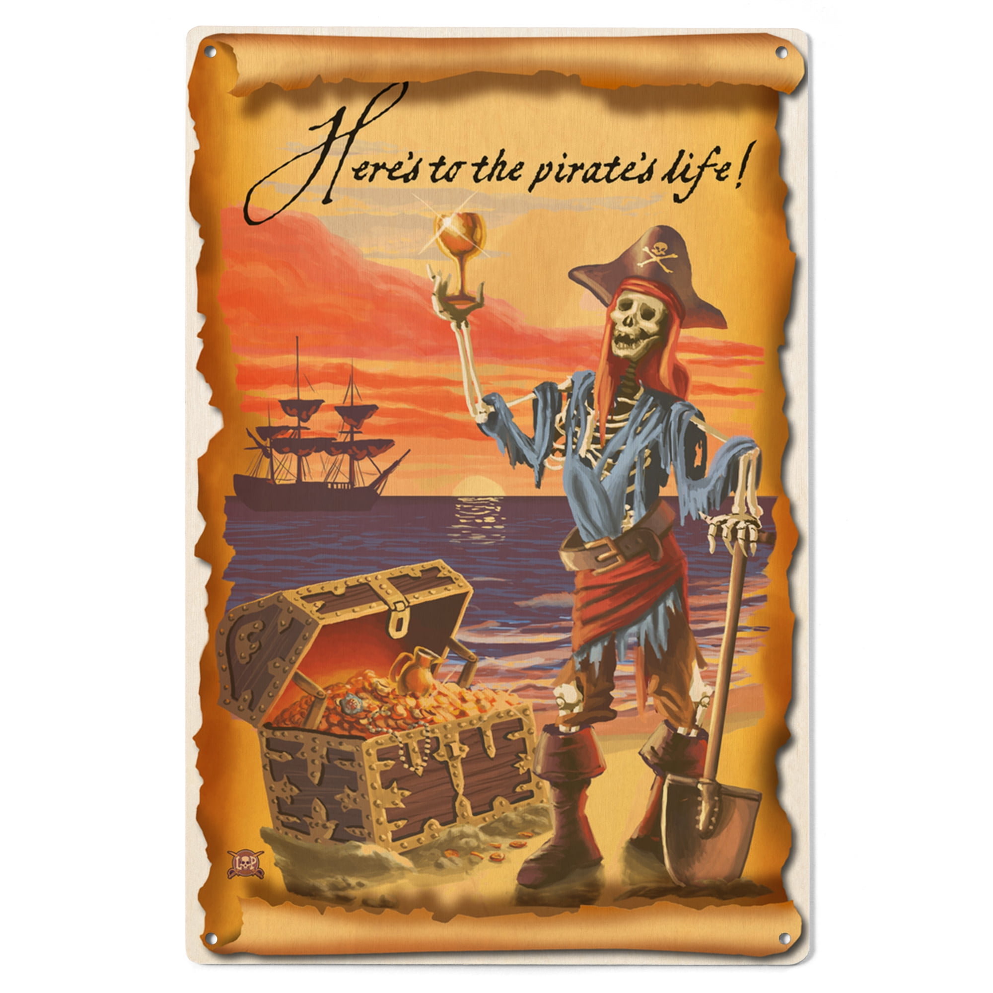 Pirate with Plunder Birch Wood Wall Sign (6x9 Rustic Home Decor, Ready ...