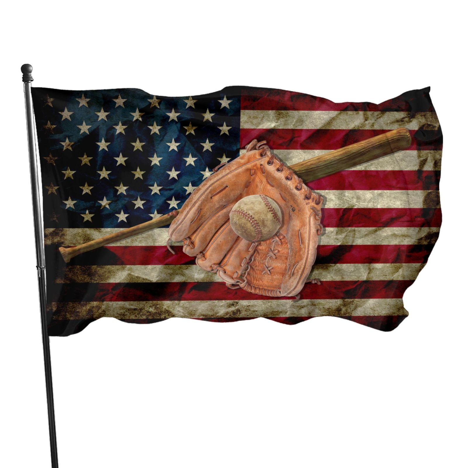 Baseball American Flag Flag 3x5 Ft Outdoor Indoor With Grommet Garden ...