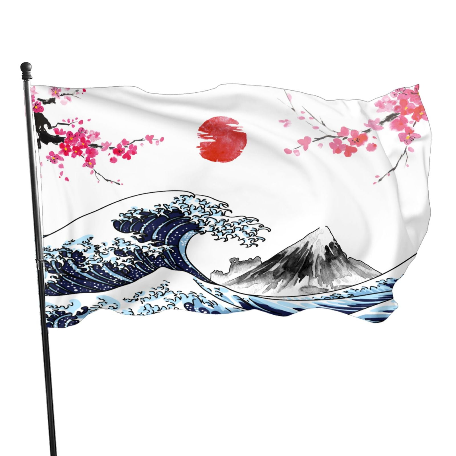 Japanese Kanagawa Surfing Waves Moon Sun Flag 3x5 Ft Outdoor Indoor ...