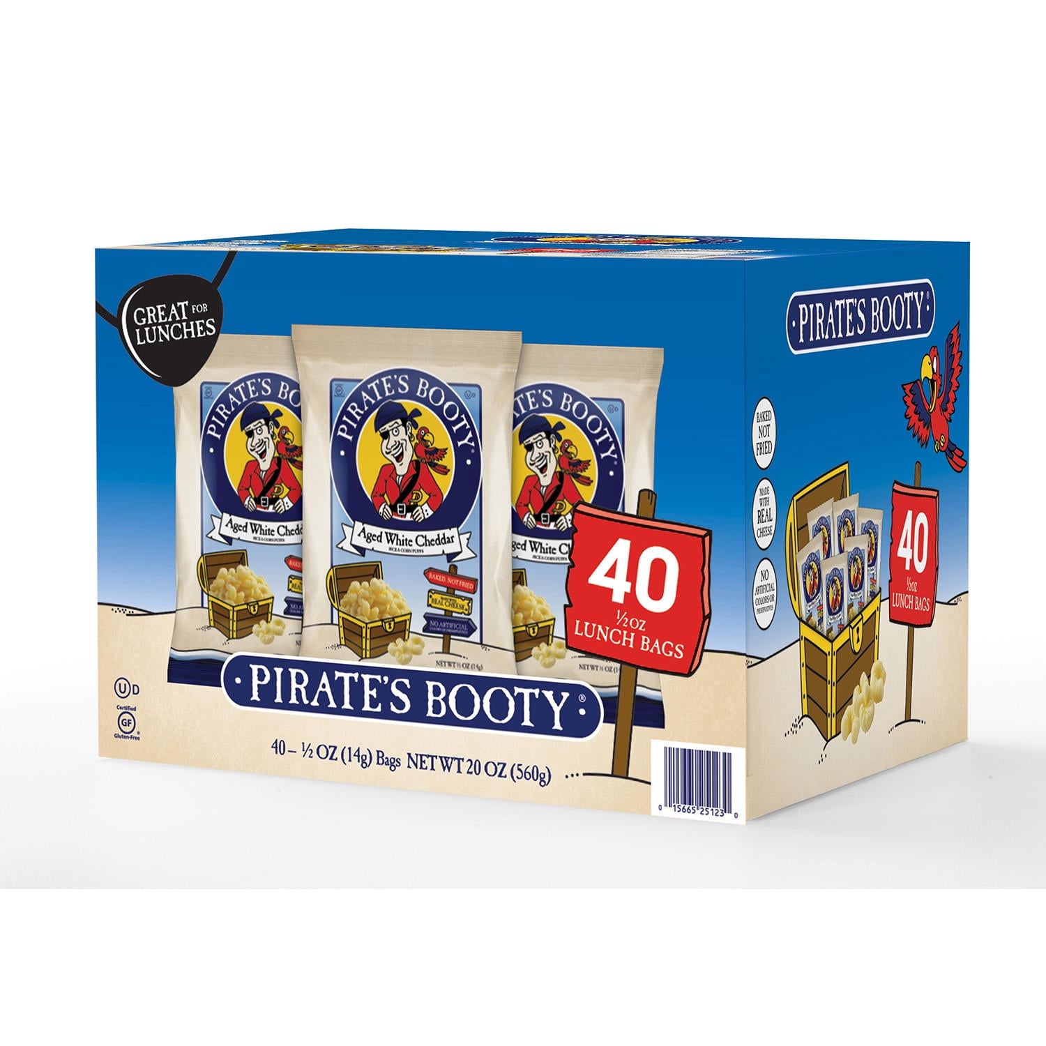 Amplify Pirates Booty Aged White Cheddar Puffs 0.5Oz 40Pk Baked Snack ...