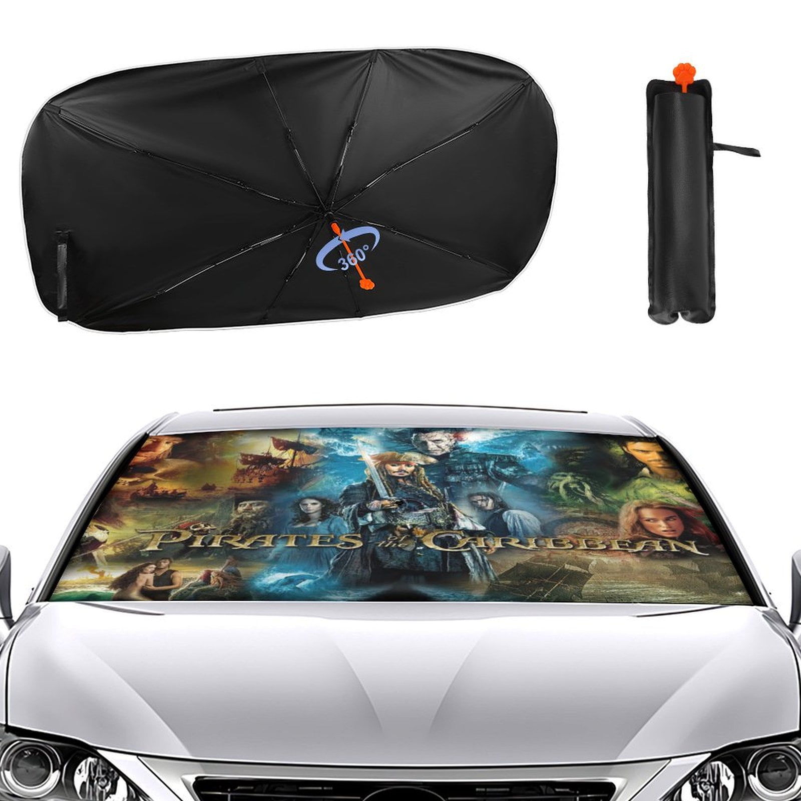 Pirates of The Caribbean Windshield Sun Shade Umbrella - Foldable Car ...