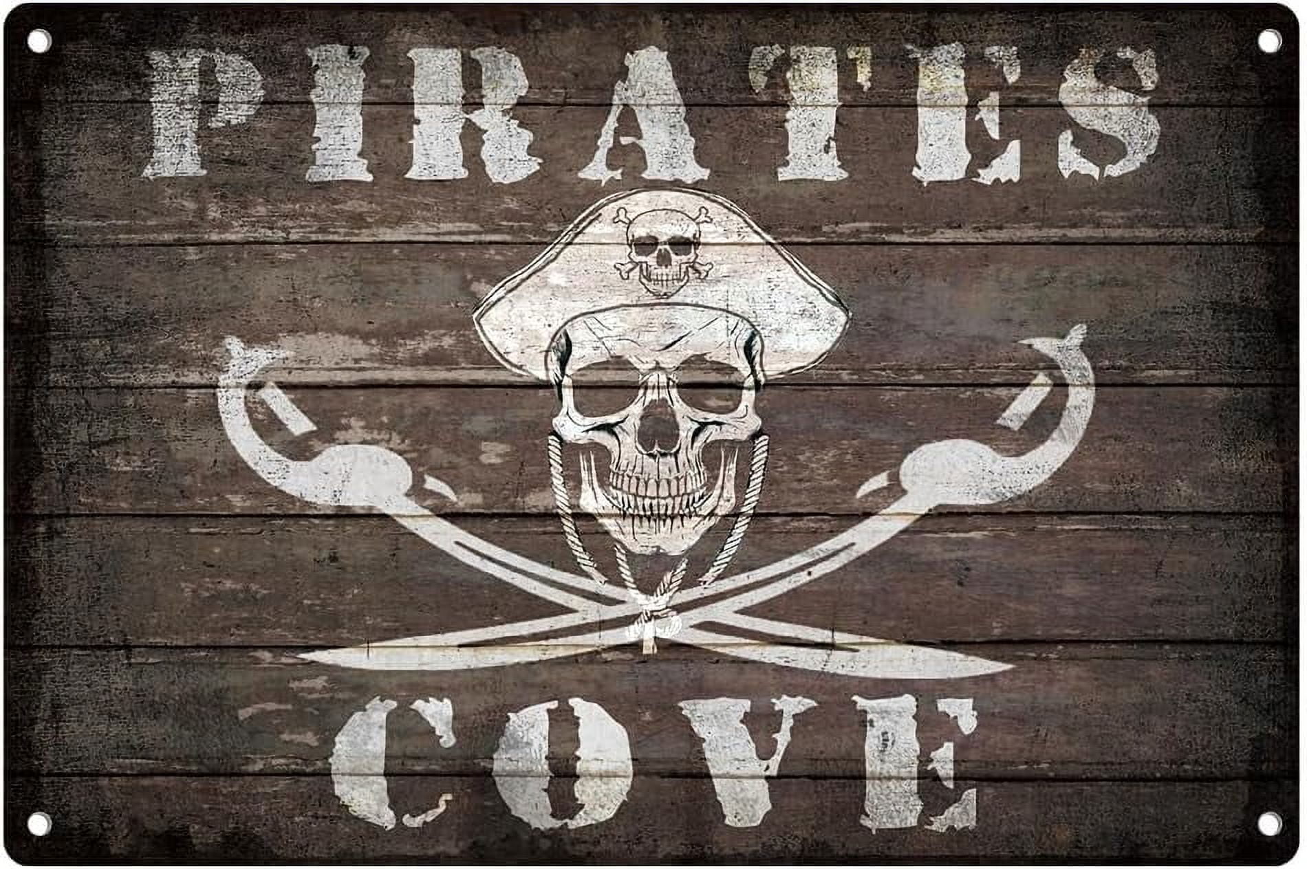 Pirates Cove Vintage Tin Sign Retro Metal Art Wall Poster for Man Cave ...