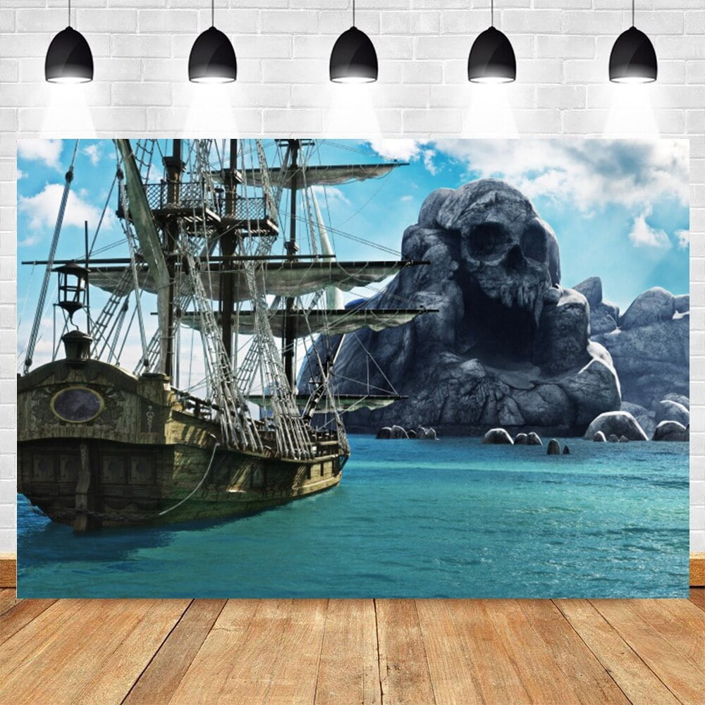 Pirates Island Backdrop Ship Cruises Caribbean Sea Ocean Rock ...