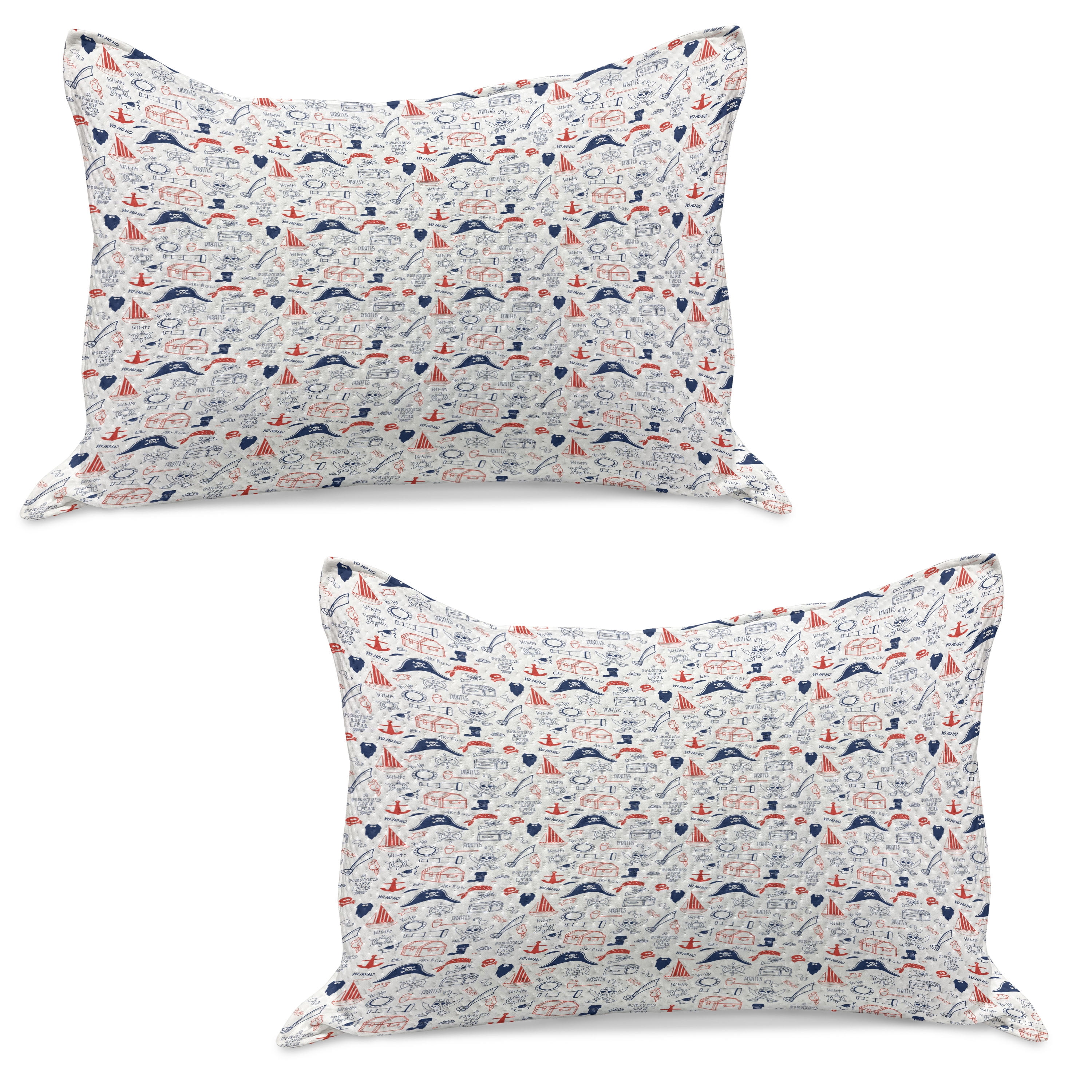 Pirates Knitted Quilt Pillowcover Set of 2, Hand Drawn Style Criminal ...