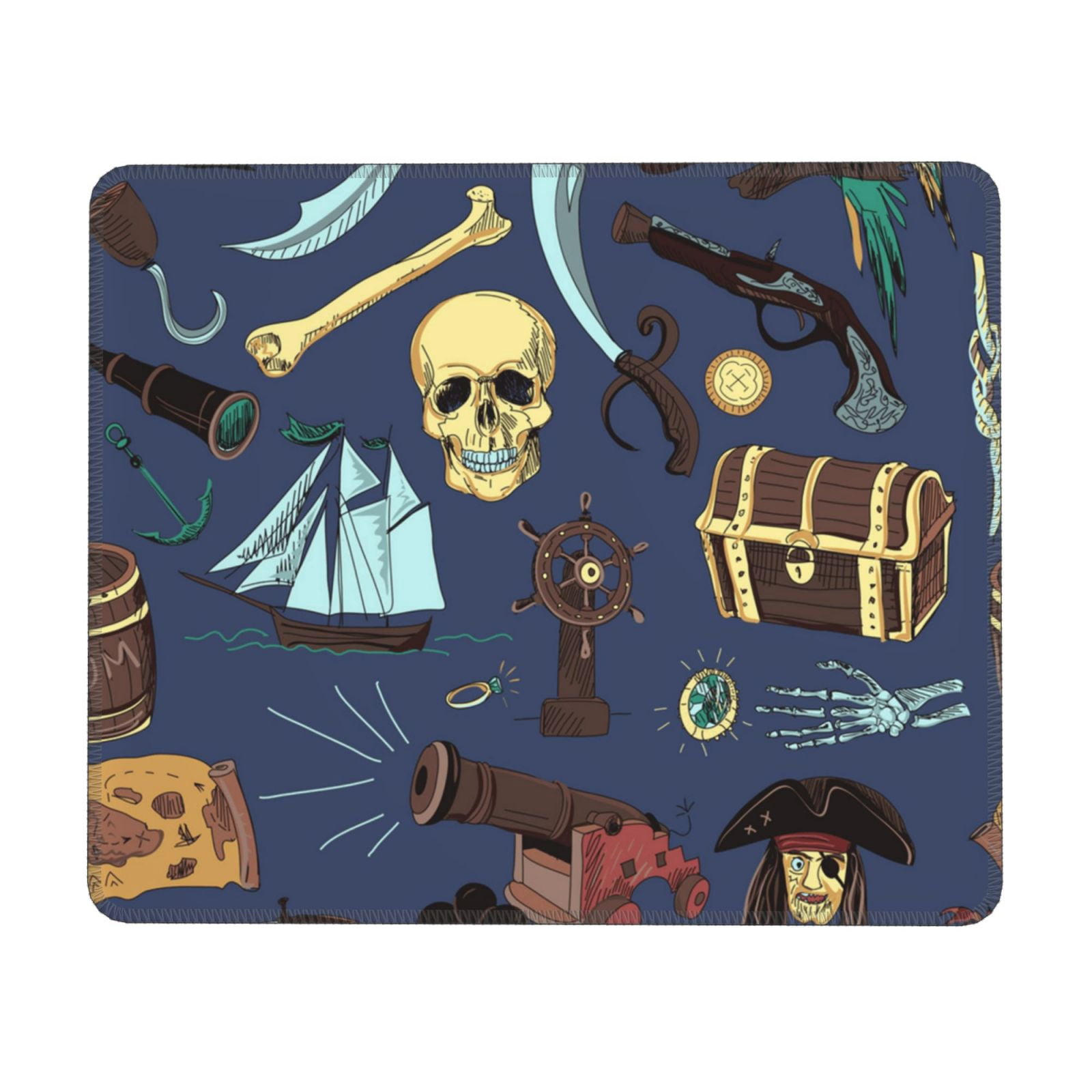 Pirates Skull Map Treasure Vintage Mouse Pad Non-Slip Rubber Gaming ...