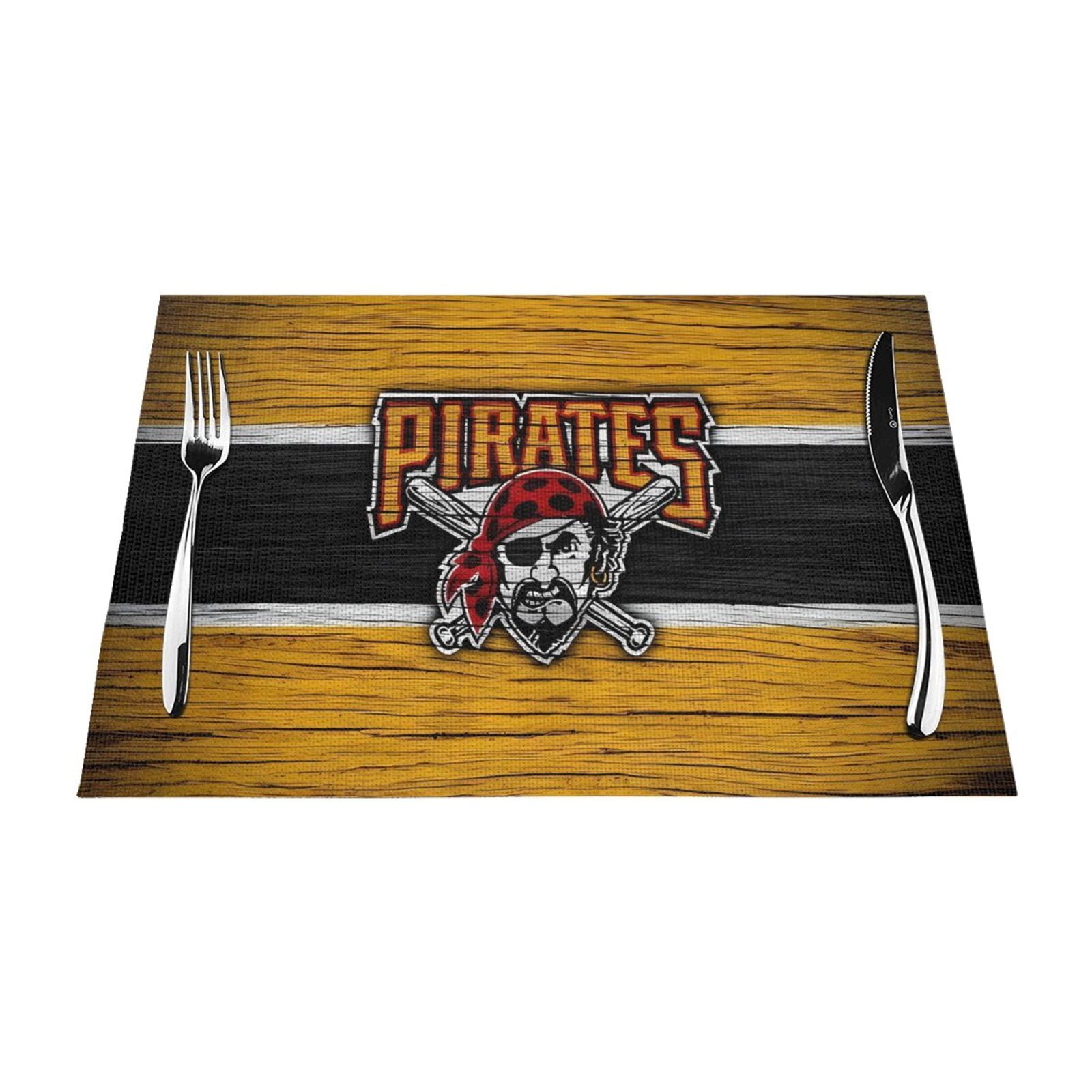 Pirates Team PVC Woven Dinner Plate Mat 12x18 Inch, Easy to Clean Table ...