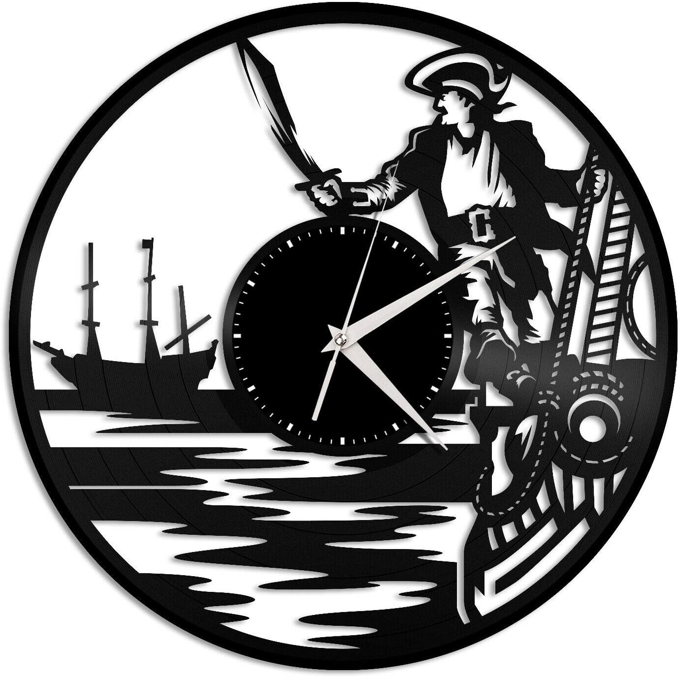 Pirates Vinyl Wall Clock,Vinyl Record Clock Wall Art Black Handmade Art ...