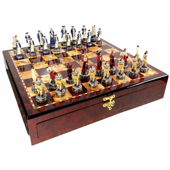 Walmart's Unique Wood Pieces Pirates Vs Royal Navy Pirate Chess Set ...
