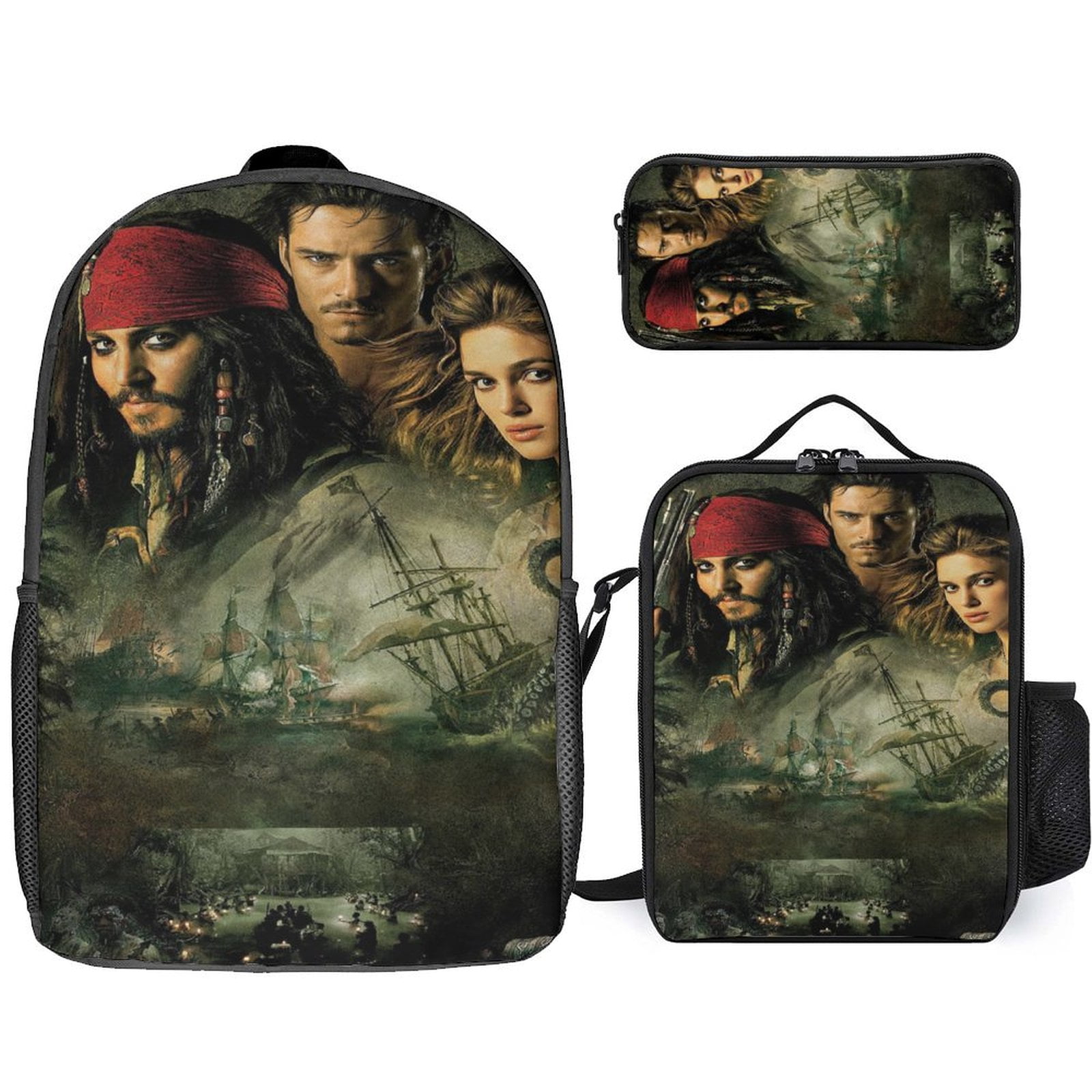 Pirates of The Caribbean Backpacks 3 Piece Set Bookbag with Lunch Bag ...