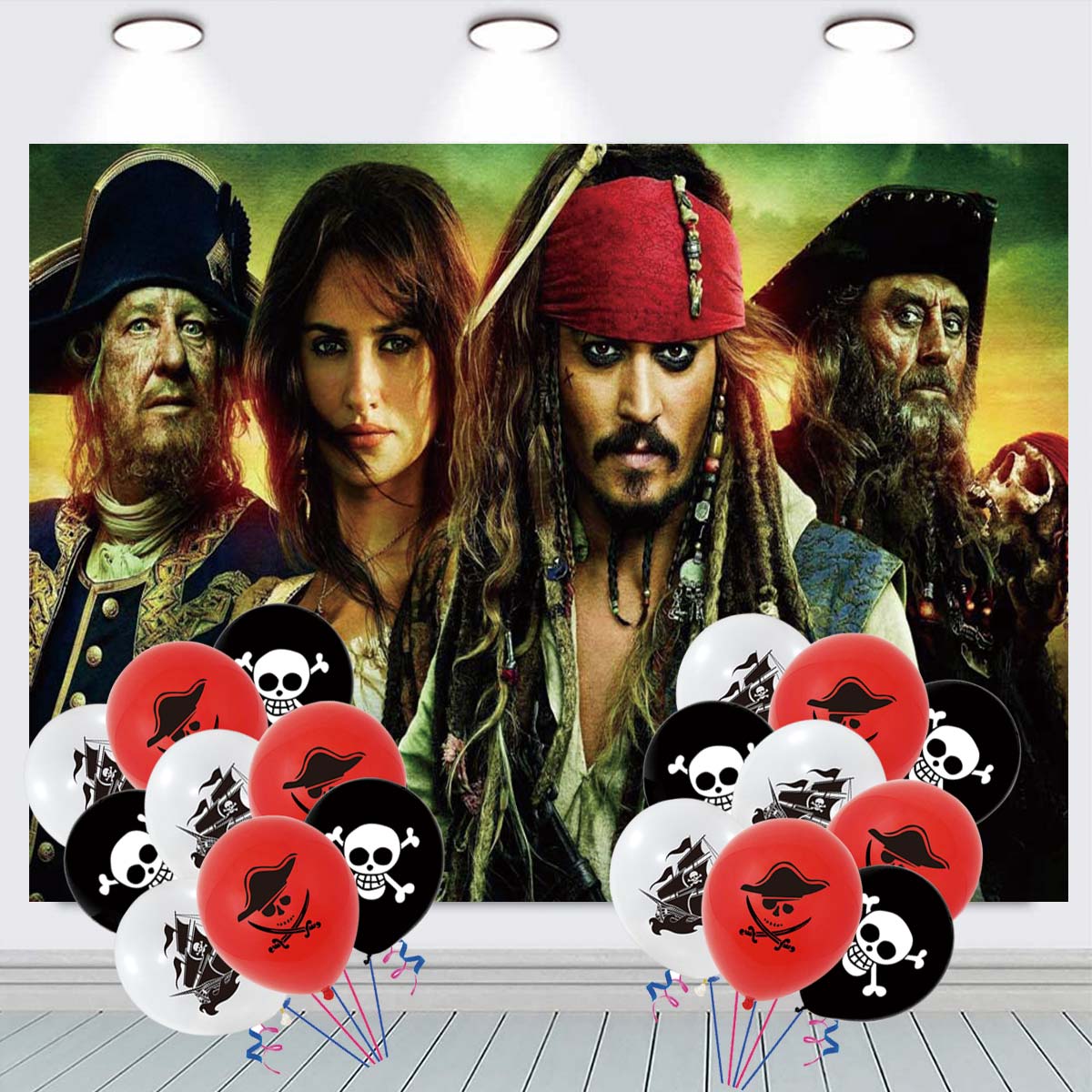 Pirates of the Caribbean Backdrop Banner Balloons Party Decorations ...