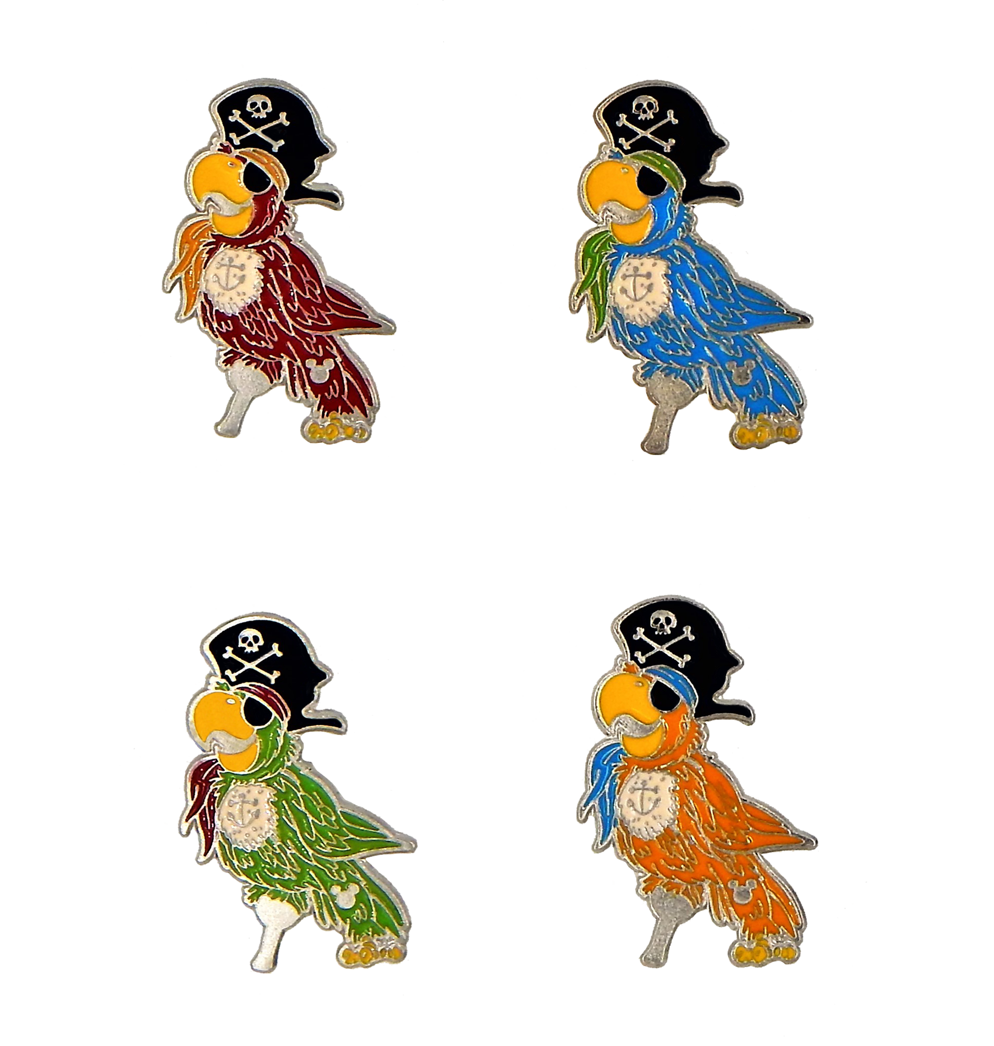 Pirates of the Caribbean Color Parrots Disney Parks Trading 4 Pin Set ...