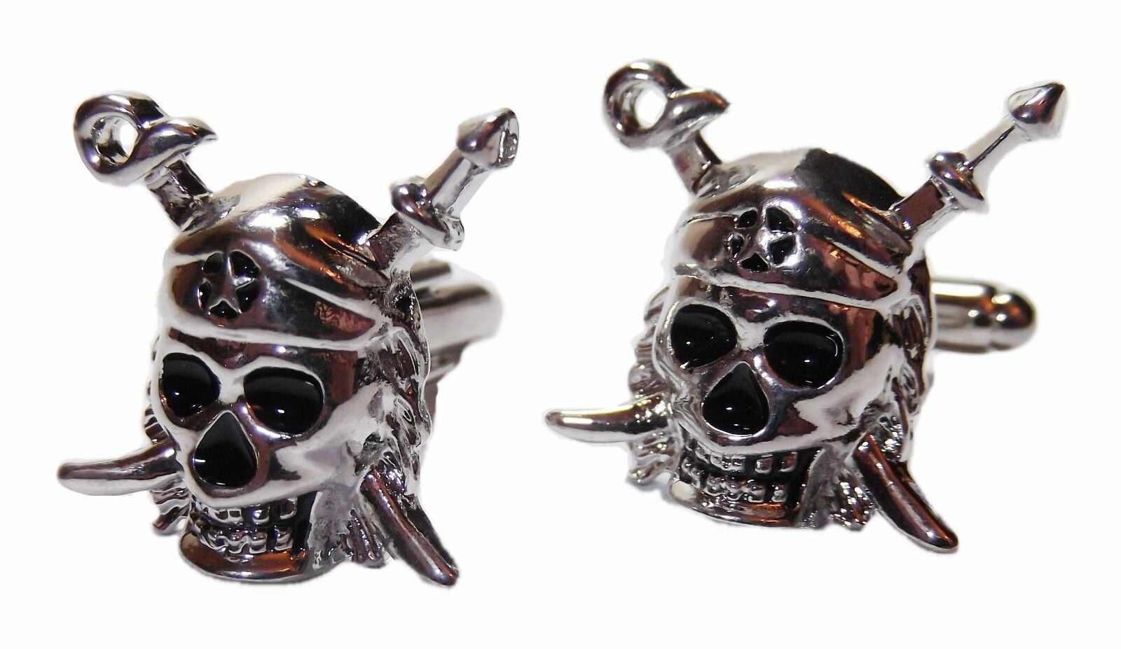 Pirates of the Caribbean Skull and Crossed Swords Silvertone Metal ...