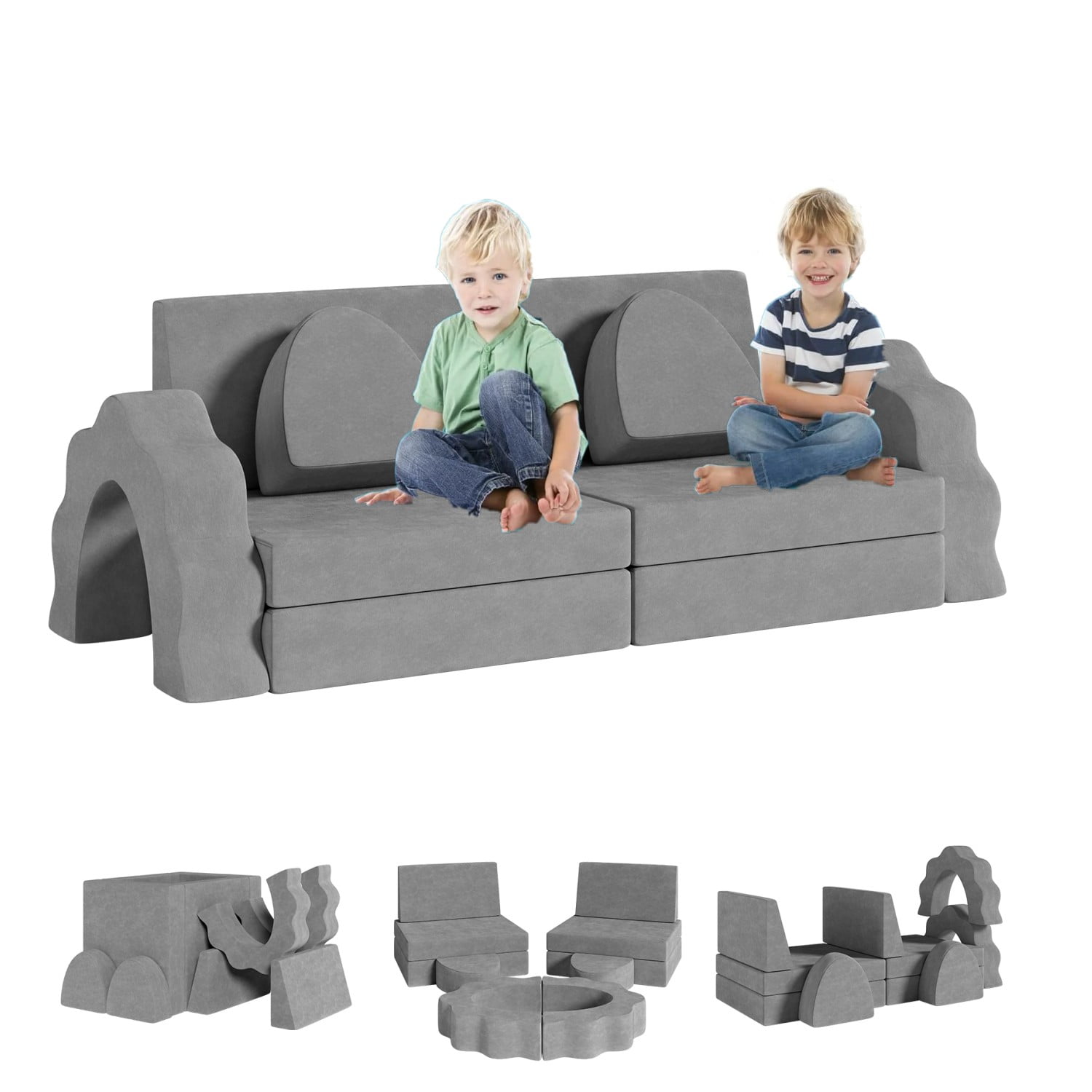 Pirecart 10 PC Modular Kids Play Couch Set, Large Size Nugget Couch ...