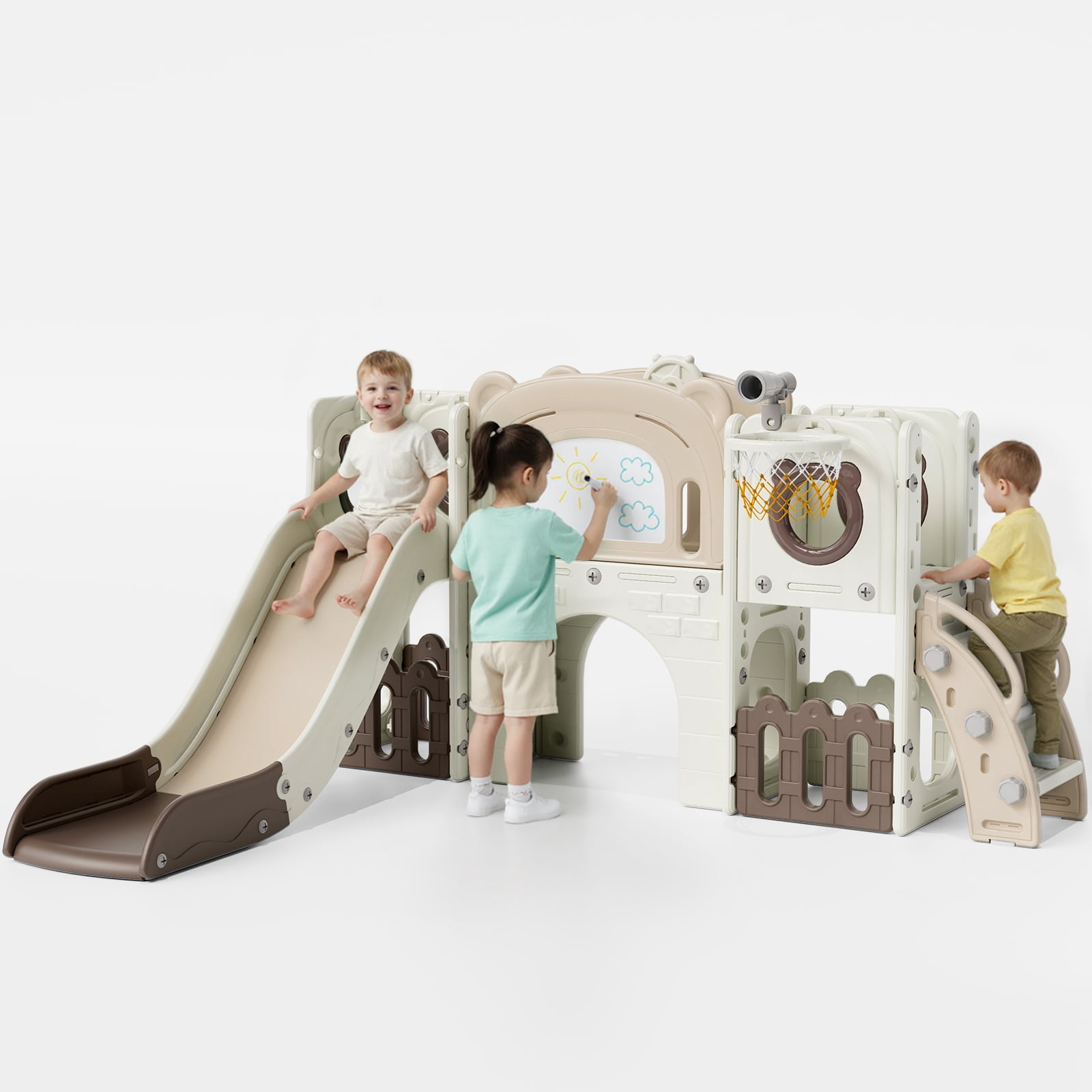 Pirecart 10-in-1 Kids Slide, Indoor Outdoor Toddler Slide Playground ...