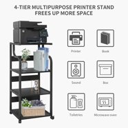 Natwind 3-Tier Mobile Printer Stand, Large Copier Table with Rolling ...