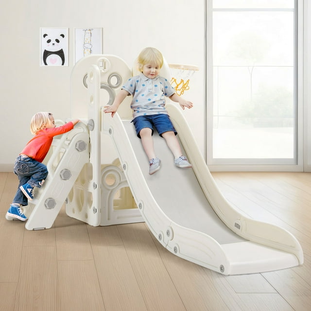 Pirecart 4 in 1 Toddler Slide, Kids Climber Slide with Basketball Hoop ...