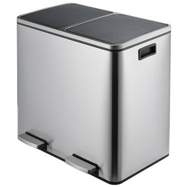 simplehuman 58L/15.3G Stainless Steel Dual Compartment Kitchen Garbage ...