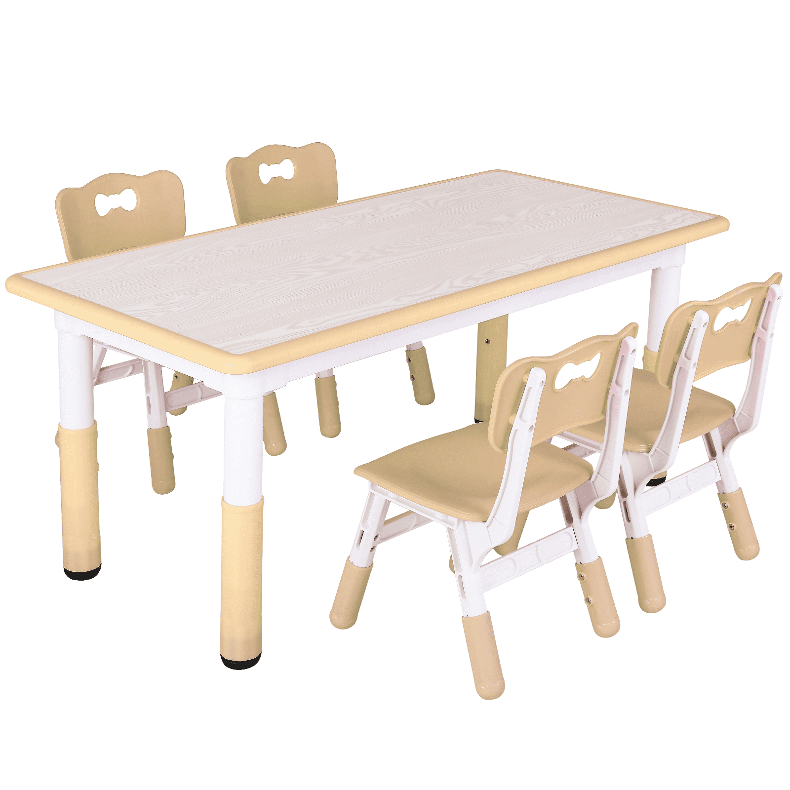 Pirecart 5 Piece Kids Table and 4 Chairs Set, Height Adjustable Toddler ...