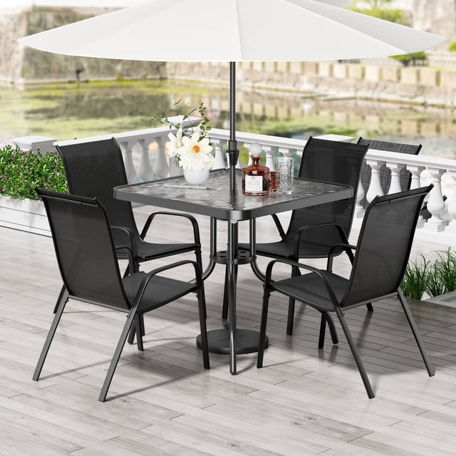 Pirecart 5-Piece Patio Dining Set Outdoor Furniture with Table and 4 ...
