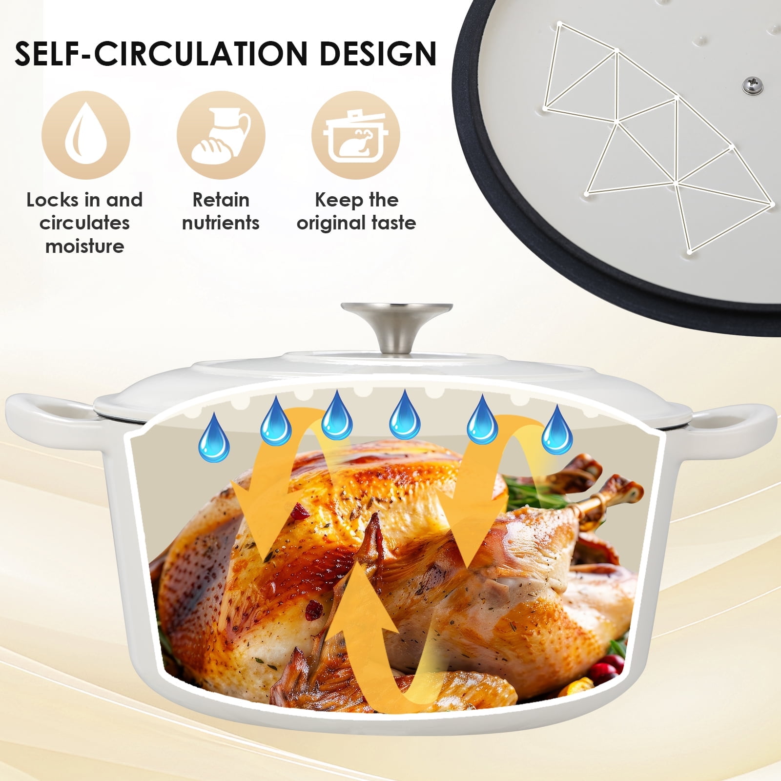 Pirecart 6-Quart Enameled Cast Iron Dutch Oven Pot with Lid, Oven-Safe ...