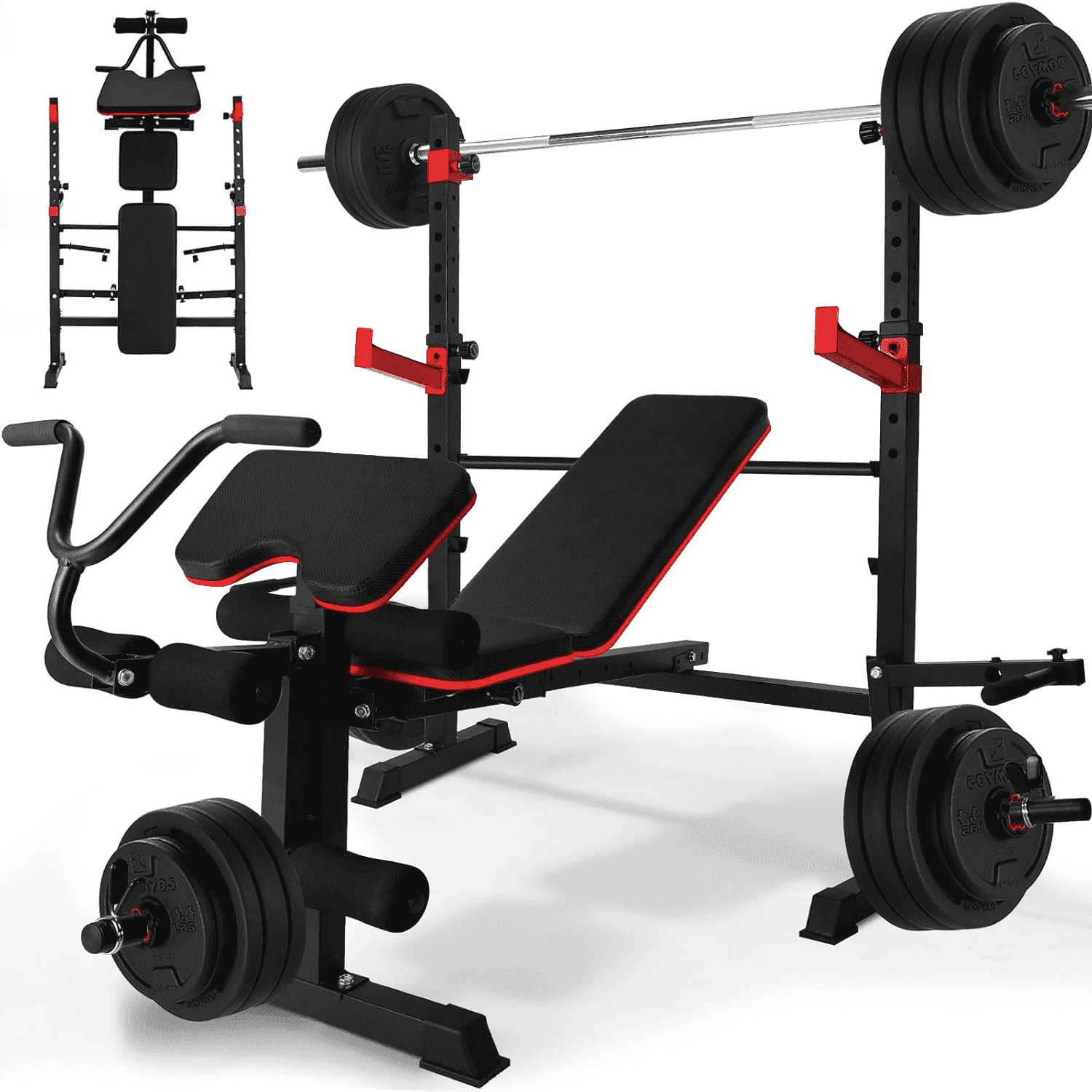 Pirecart 6-in-1 Adjustable Weight Bench Set, Foldable Bench Press Set ...
