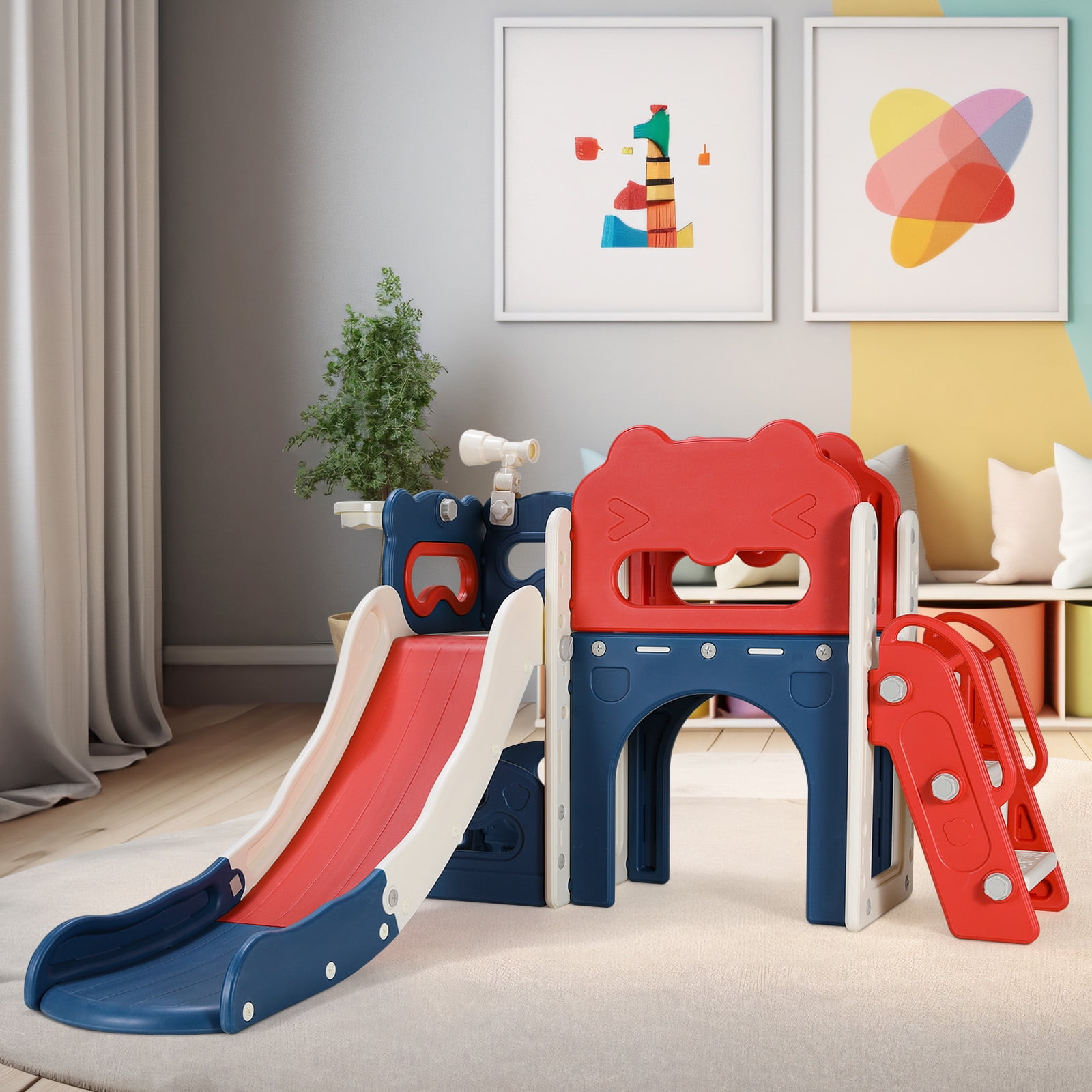 Pirecart 8 in 1 Kids Slide Set with Climber, Toddler Climber Slide Play ...