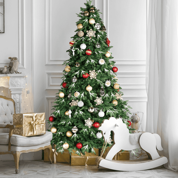 Pirecart 8ft Pre-Lit Christmas Tree, Hinged Ice Crystal Spruce ...