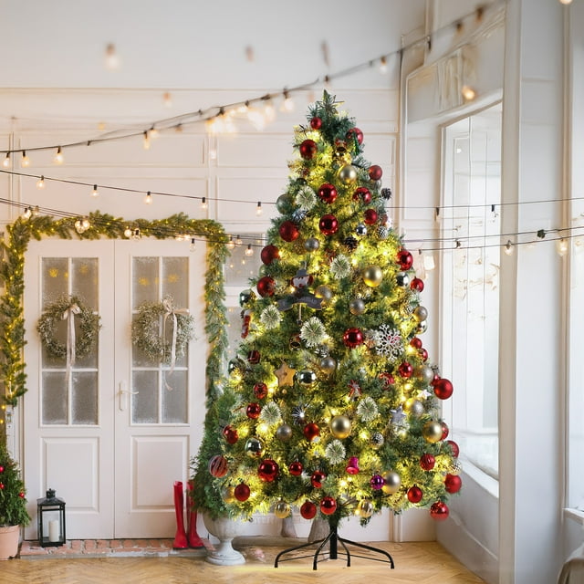 Pirecart 9ft Artificial Cashmere Christmas Tree Snow Flocked Artificial ...