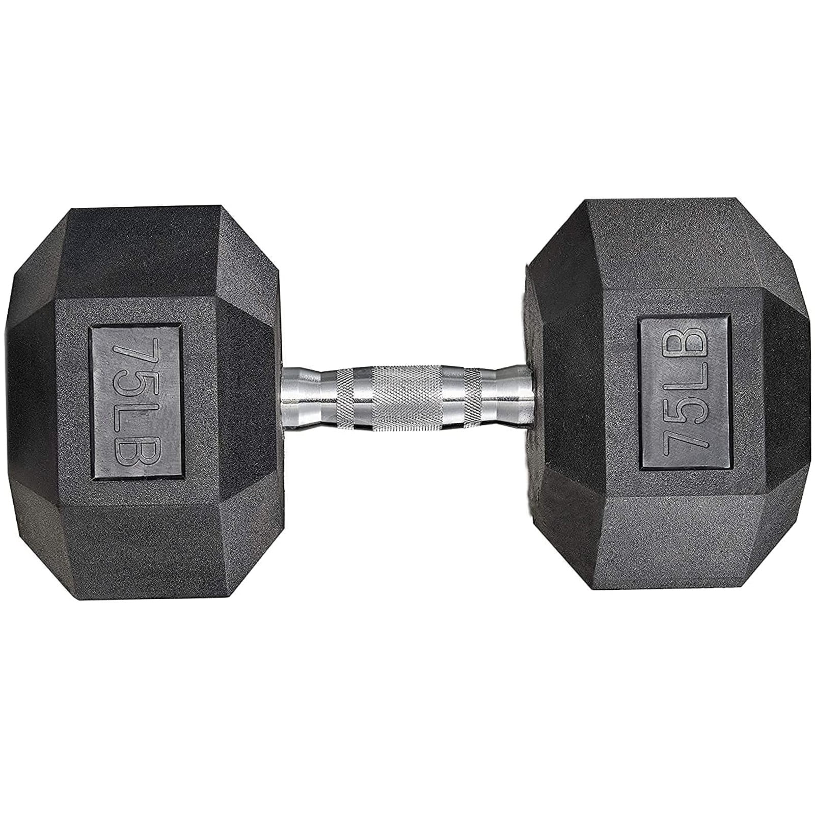 Pirecart Rubber Hex Coated Dumbell, Black, 75 lbs - Walmart.com