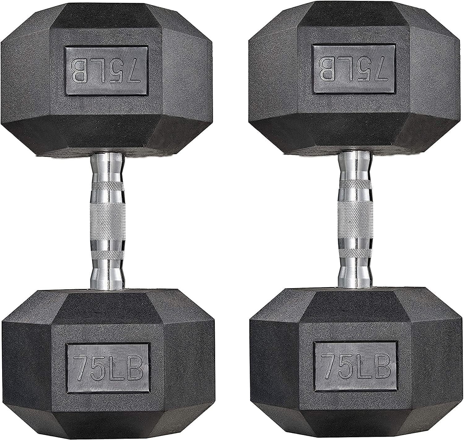 Pirecart Dumbbells Rubber Coated Cast Iron Hex Black Dumbbell Workout ...