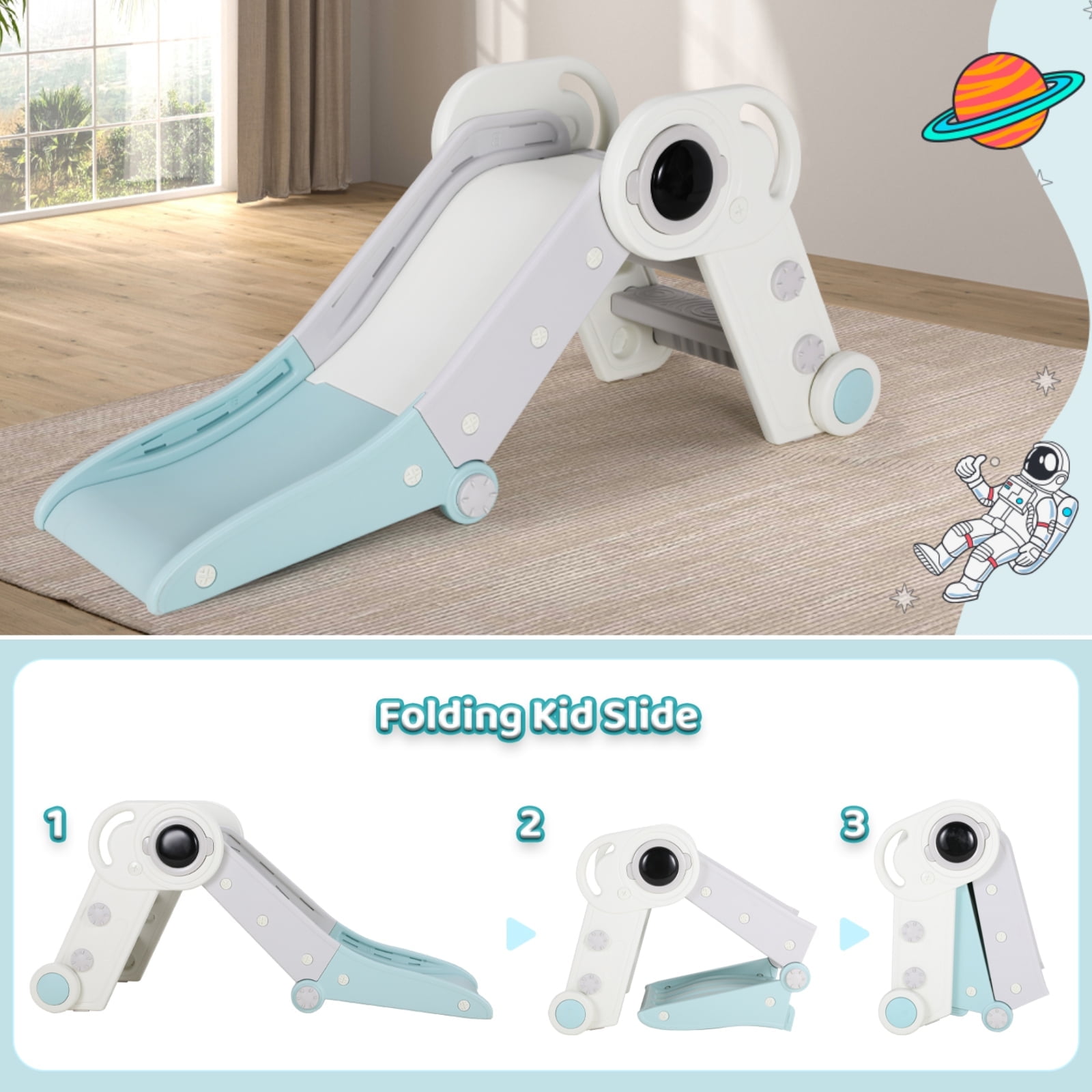 Pirecart Foldable Kids Slide Freestanding Toddler Toy Climbing Slide ...