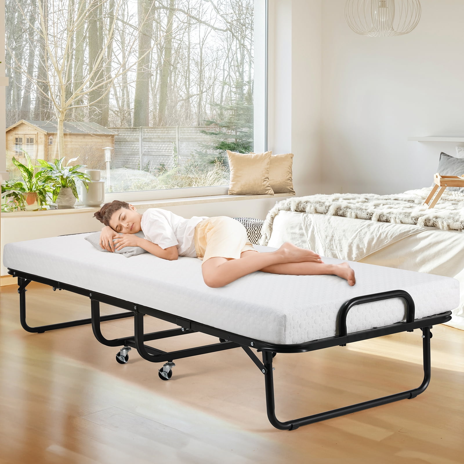 Pirecart Folding Bed with 4 Inch Mattress For Adults - 75" x 31", with ...
