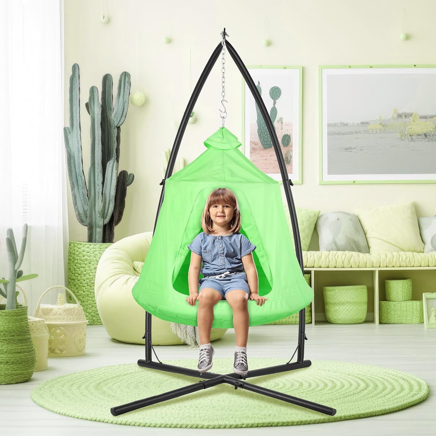 Pirecart Swing Chair with C-Stand, Hanging Tree Tent for Kids & Adults ...