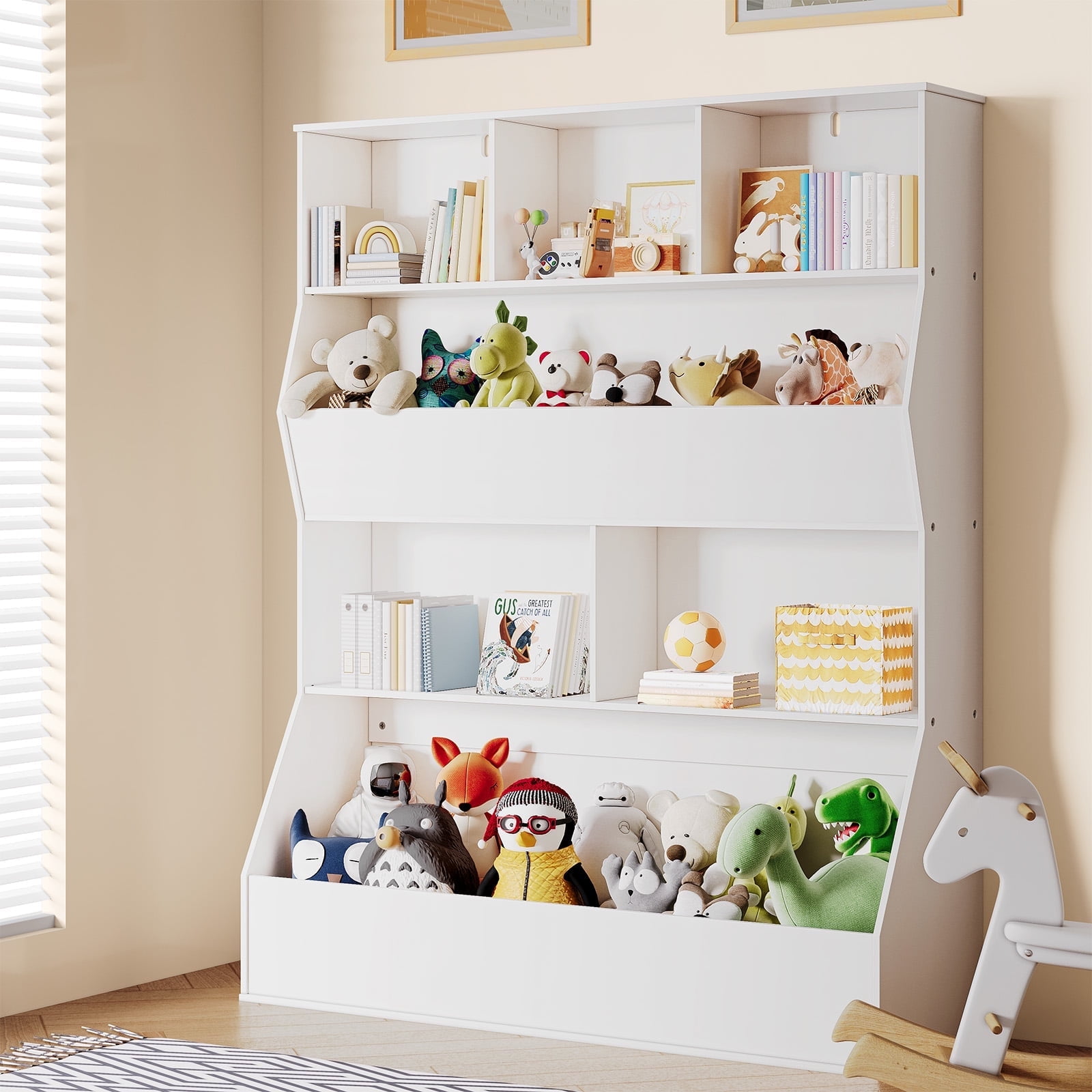 Pirecart Kids Bookshelf and Bookcase, Toy Storage Organizer, Toddler ...