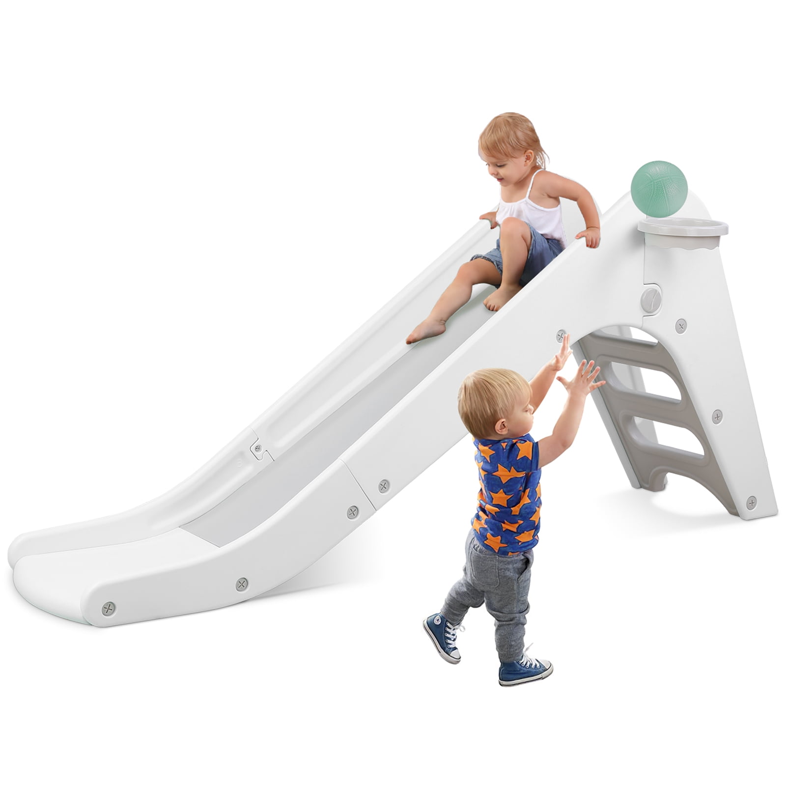 Pirecart Kids Playset: Climber Slide with Basketball Hoop for Backyard ...