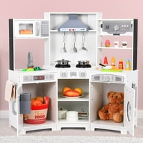 Costway Kids Corner Kitchen Playset with Lights, Sounds & Running Water ...